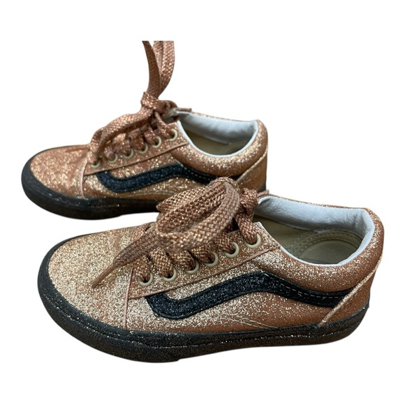 Vans | Shoes | Vans Old Skool Girls Glitter Shoes Bronze Glitter Black ...